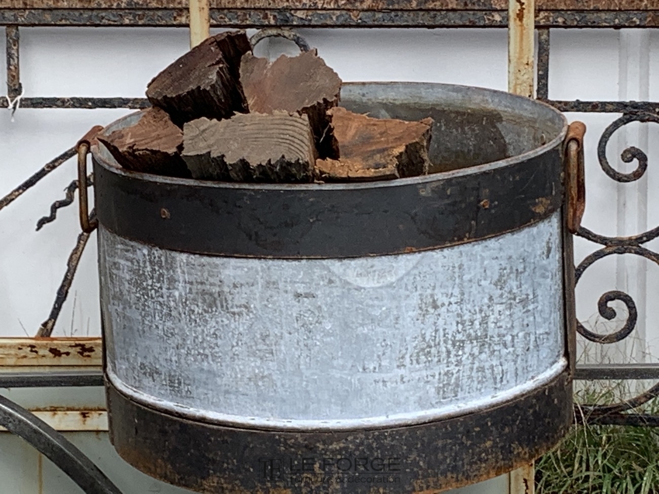 Homewares and Accessories : .Iron and Zinc Fire Wood Stacker